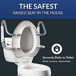 Bemis 7YR85320H20 Assurance with Clean Shield Toilet Support Arms Attachment, Round 3" Raised Seat with Bidet Bundle, White