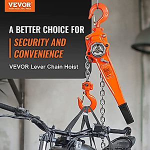 Happybuy Manual Lever Chain Hoist, 1-1/2 Ton 3300 lbs Capacity 20 FT Come Along, G80 Galvanized Steel with Weston Double-Pawl Brake,Auto Chain Leading & 360° Rotation Hook, for Garage Factory Dock