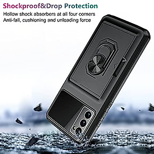 Vofolen Case for Galaxy S20 FE 5G Wallet Credit Card Holder ID Slot Sliding Door Hidden Pocket with 360°Swivel Kickstand 3 in 1 Hybrid Bumper Rugged Phone Case for Samsung Galaxy S20 FE Case Black