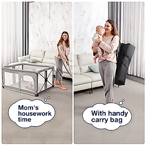 Foldable Baby Playpen, RONBEI Portable Foldable Playpen for Babies and Toddlers, Travel Indoor Outdoor Baby Playpen Lightweight Play Yard