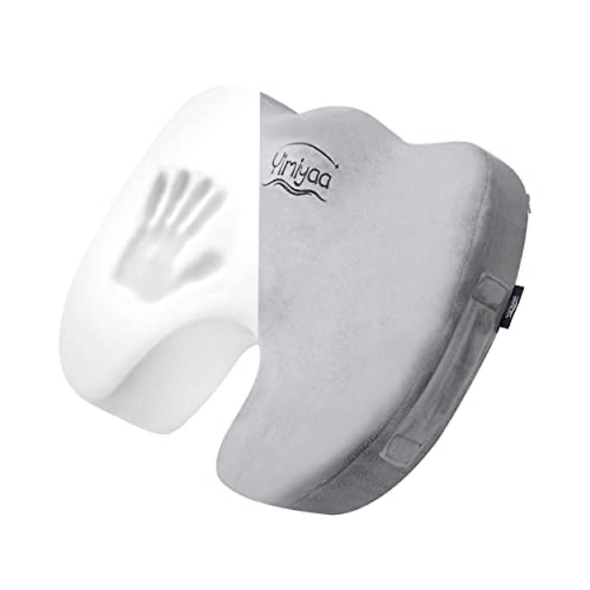 Yimiyaa Seat Cushion Non-Slip Memory Foam Coccyx Protect Cushion for Office Chair Car Seat Cushion,Tailbone Pain Sciatica Back Pain Relief (Gray)