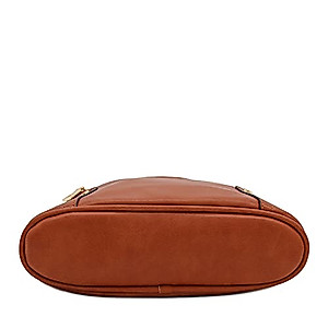 FashionPuzzle Triple Zip Pocket Medium Crossbody Bag (Dark Tan)