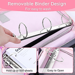 Zipper Binder with Shoulder Strap, 2 Inch 3 Ring Binder with Zipper, Binder Organizer for Middle School Case it Binder with Multiple Pockets, Handle and Shoulder Strap Included, 500 Sheet Capacity