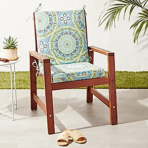 Pillow Perfect Outdoor/Indoor Delancey Lagoon Square Corner Chair Cushion, 1 Count (Pack of 1), Blue