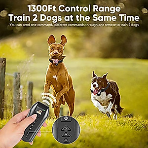 Electric Dog Training Collar with Remote,Upgraded 2 Dogs 1300ft Dog Training Collar IP67 Dustproof Waterproof 4 Training Modes for Medium Large Dog Shock Collar Rechargeable Adjustable Dog Bark Collar
