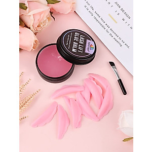 Lash Lift Glue Balm EBANKU Upgrade Lash Lift Glue Adhesive, Lash Lift Balm with Brush Pads Kit Strong Viscosity Lifting Curling and Nourishing Eyebrow Lamination Glue Balm Strawberry Scent 0.71Oz