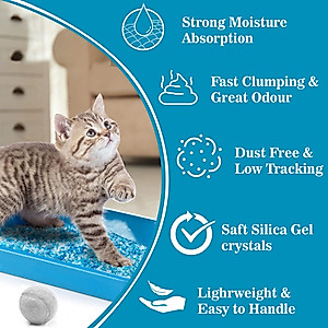 Sukh 14.8 OZ Crystal Cat Litter - Cat Litter Crystals Premium Blue White Clear Dust-Free Low Tracking,Odor Control Litter Crystals Silica Gel Color Particles Water Absorption Cats Litter Pet Supplies