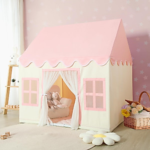 Wilwolfer Play Tent for Kids Indoor - Kids Play House Indoor Toddlers Play Tent Large Toddler Toy House Birthday Gift for Boys & Girls Playroom Decor (Pink Playhouse)