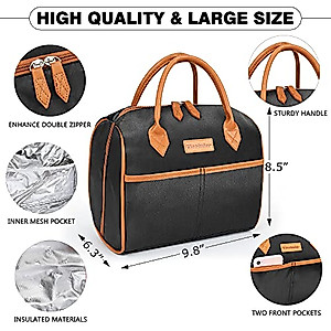 Tirrinia Lunch Bag Women Box Insulated Men Lunchbox Adults, Insulated Bag women Box Freezable Adult Cute Large Tote Cooler, Lunch Women Bag for Work, Picnic, Best Independence Day Gift, Black