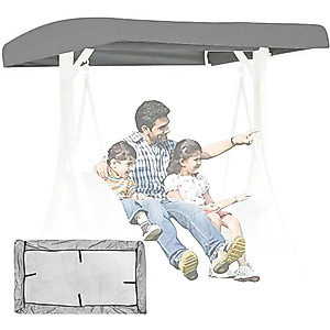 BTURYT 210D Oxford Cloth Patio Swing Top Cover with 4 Reinforced Corner Pockets,Replacement Canopy for Swing Seat 3 Seater Garden Hammock Cover-(top Cover only)