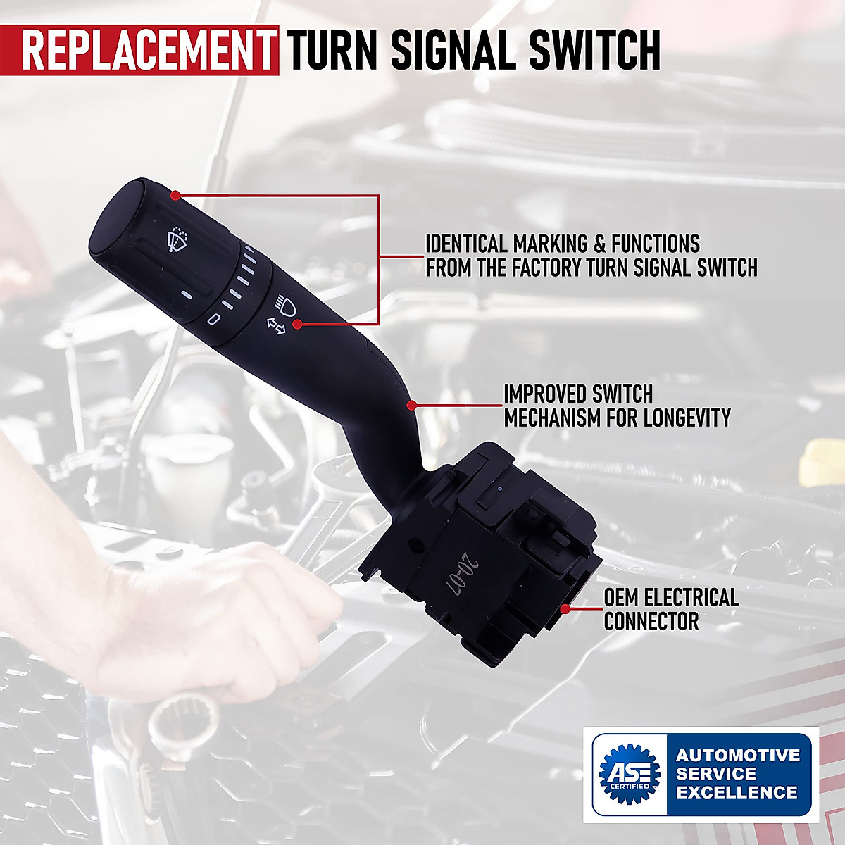 Turn Signal Windshield Wiper Switch - Compatible with Ford Trucks - F-150, F-250, F-350, F-450, F-550 Super Duty - Replaces SW76874, BC3Z13K359BA, BC3Z-13K359-BA, SW-6874-2011, 2012, 2013
