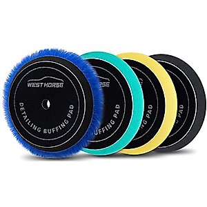 5 Inch Polishing & Buffing Pads 4Pcs, Foam and Wool Polishing Pad Kit for 5" /125mm Backing Plate, Orbital Foam Buffer Pads and Woolen Polihser Pad, for Car Compounding, Polishing and Waxing