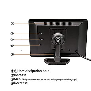 5 Inch TFT LCD Monitor Screen Display for Parking Rear View Backup Camera with 2 Optional Bracket(Suckers Mount and Normal Adhesive Stand), Camera not Included, Monitor Only,Support 9-36V