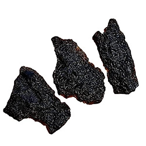 Black Tibetan Tektite Rare Meteorite Natural Crystal Gemstone unique free form Specimen from Tibet - 3pc set
