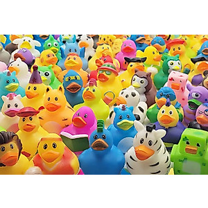 Assortment Rubber Duck Toy Duckies for Kids, Bath Birthday Gifts Baby Showers Classroom Incentives, Summer Beach and Pool Activity, 2" (25-Pack)