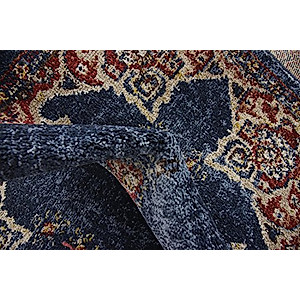 Unique Loom Utopia Collection Traditional Classic Vintage Inspired Area Rug with Warm Hues, 2' x 6' 1" Runner, Dark Blue/Beige