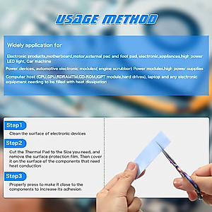 Outus 30 Pieces 2.6 x 0.8 Inch Silicone Thermal Pad Reusable Thermal Conductive Silicone Pad Each Thick for Gpu Heatsink CPU Chip Heat Conduction or LED Heat Conduction (Light Blue)