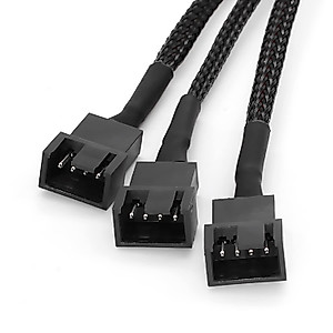 Gavemi Fan Splitter, PWM 4 Pin PC Case Fan Splitter Adapter Cable Compatible 3 Pin Fan, 12.6 inches