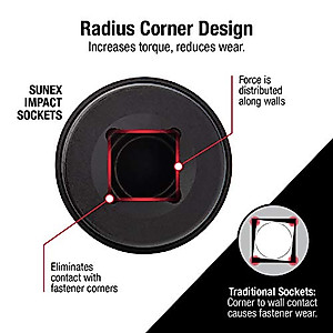 Sunex 5303, 1 Inch Drive, 1" Female x 3/4" Male Impact Adapter, Cr-Mo Steel, Ball Detent, Tapered Square End, Meets ANSI Standards