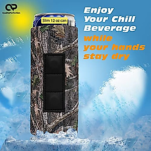 QualityPerfection Magnetic Magnetic Slim Can Cooler Sleeve, Beer/Energy Magnet Tall 12 oz Skinny size Neoprene 4mm Thickness 1 Unit (Black)