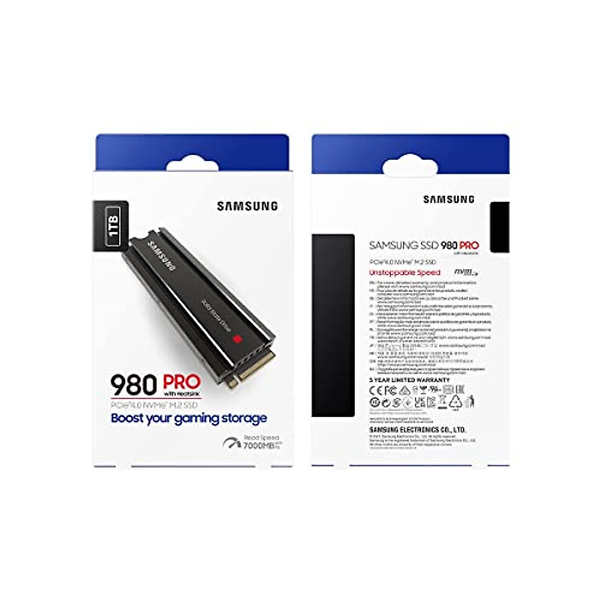 SAMSUNG 980 PRO SSD with Heatsink 2TB PCIe Gen 4 NVMe M.2 Internal Solid State Drive + 2mo Adobe CC Photography, Heat Control, Max Speed, PS5 Compatible (MZ-V8P2T0CW)
