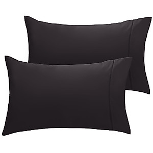 LuxClub Collection Pillowcases 2 Pack - Eco Friendly Wrinkle Free Cooling Pillow Cases with Satin Trim - Machine Washable Hotel Bedding Silky Soft - Black King
