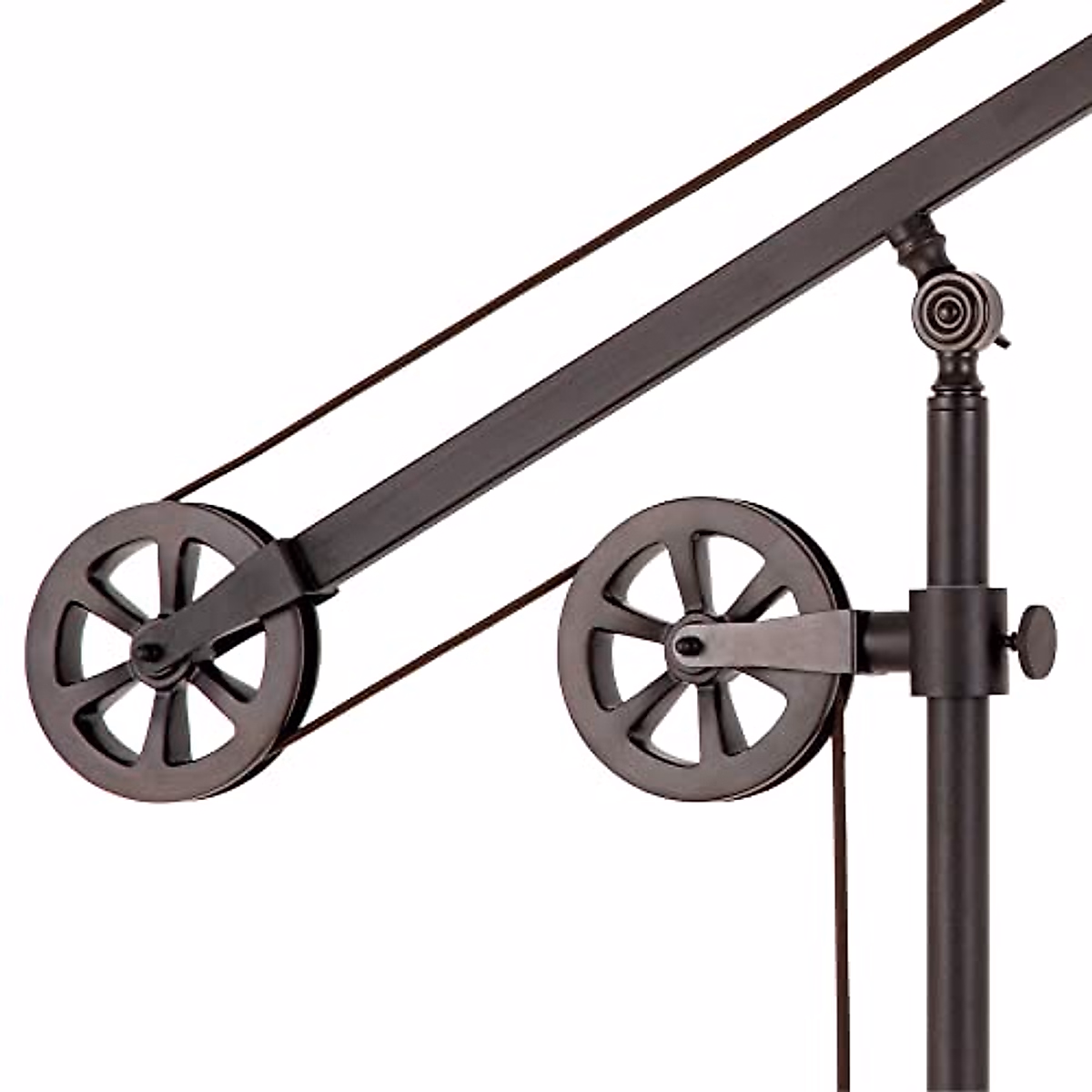 Henn&Hart 29" Tall Wide Brim/Pulley System Table Lamp with Metal Shade in Blackened Bronze/Blackened Bronze, Laptop Desk, Computer Desk, Home Office