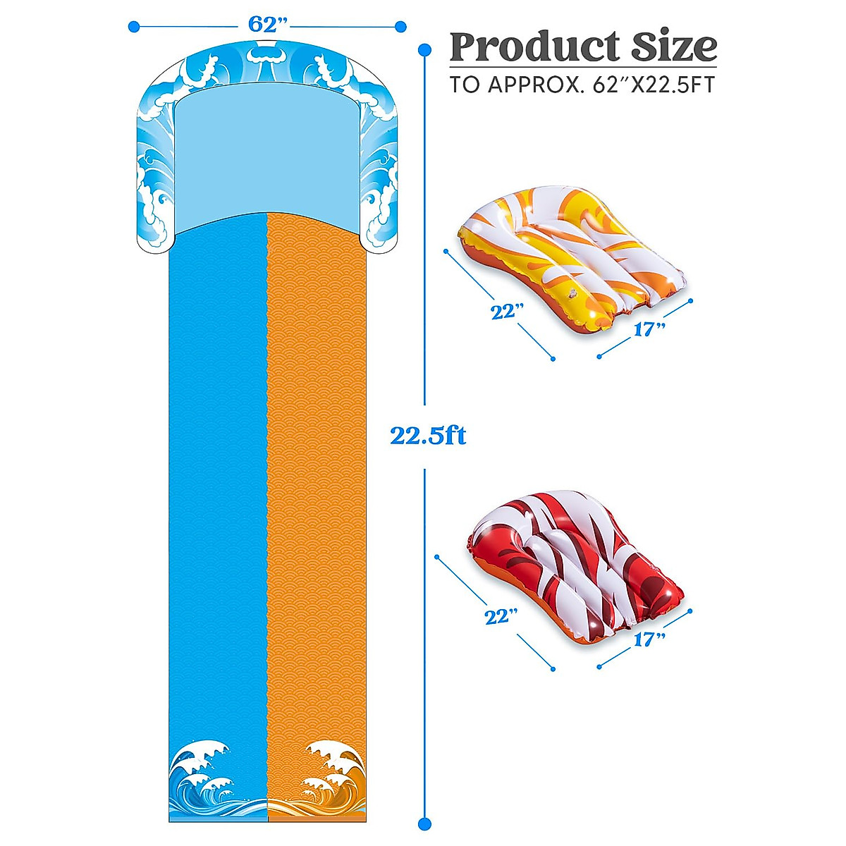 JOYIN 22.5ft Water Slides and 2 Bodyboards, Lawn Water Slide Summer Slip Waterslides Water Toy with Build in Sprinkler for Backyard Outdoor Water Fun for Kids
