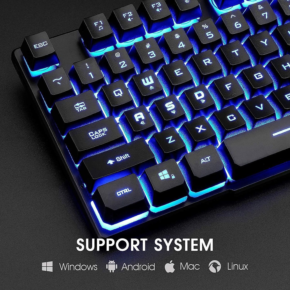 Rii RK100 3 Colors LED Backlit Mechanical Feeling USB Wired Multimedia Office Keyboard For Working or Primer Gaming,Office Device (Renewed)