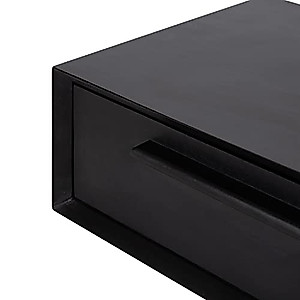 Kate and Laurel McCutcheon Floating Wood Storage Shelf, 18 x 12 x 6, Black, Decorative Transitional Floating Wall Shelf with a Concealed Cubby Compartment