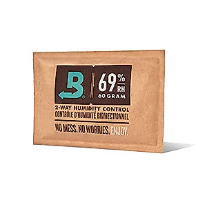 Boveda 69% Two-Way Humidity Control Packs for Storing Up to 25 Items – Size 60 – Single – Plastic & Wood Humidifier Boxes & Zip Lock Bags – Moisture Absorber – Humidifier Pack – Individually Wrapped