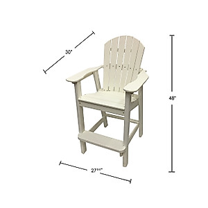 Phat Tommy Tall Adirondack Chair - HDPE Outdoor Furniture - Poly Adirondack Bar Stool - Heavy, Stress Free Furniture for Balcony, Deck, Patio, Front Porch, White