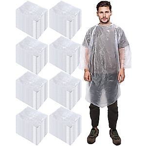 JaGely 120 Pack Disposable Rain Ponchos for Adults Bulk Emergency Travel Essential Family Pack Operation Raincoat with Hood(Clear)