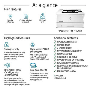 HP Laserjet Pro M404dn Monochrome Laser Printer with Built-in Ethernet & Double-Sided Printing, Amazon Dash Replenishment Ready (W1A53A) (Renewed)