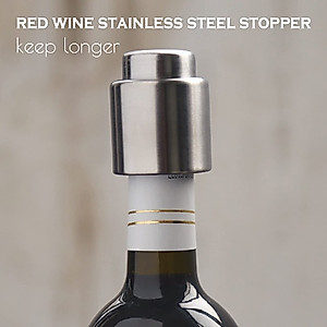 Wine Stopper Bottle Champagne Saver Plug Stoppers Silicone Funny Cute Reusable Stainless Steel for Wine Bottles, 2 Pack