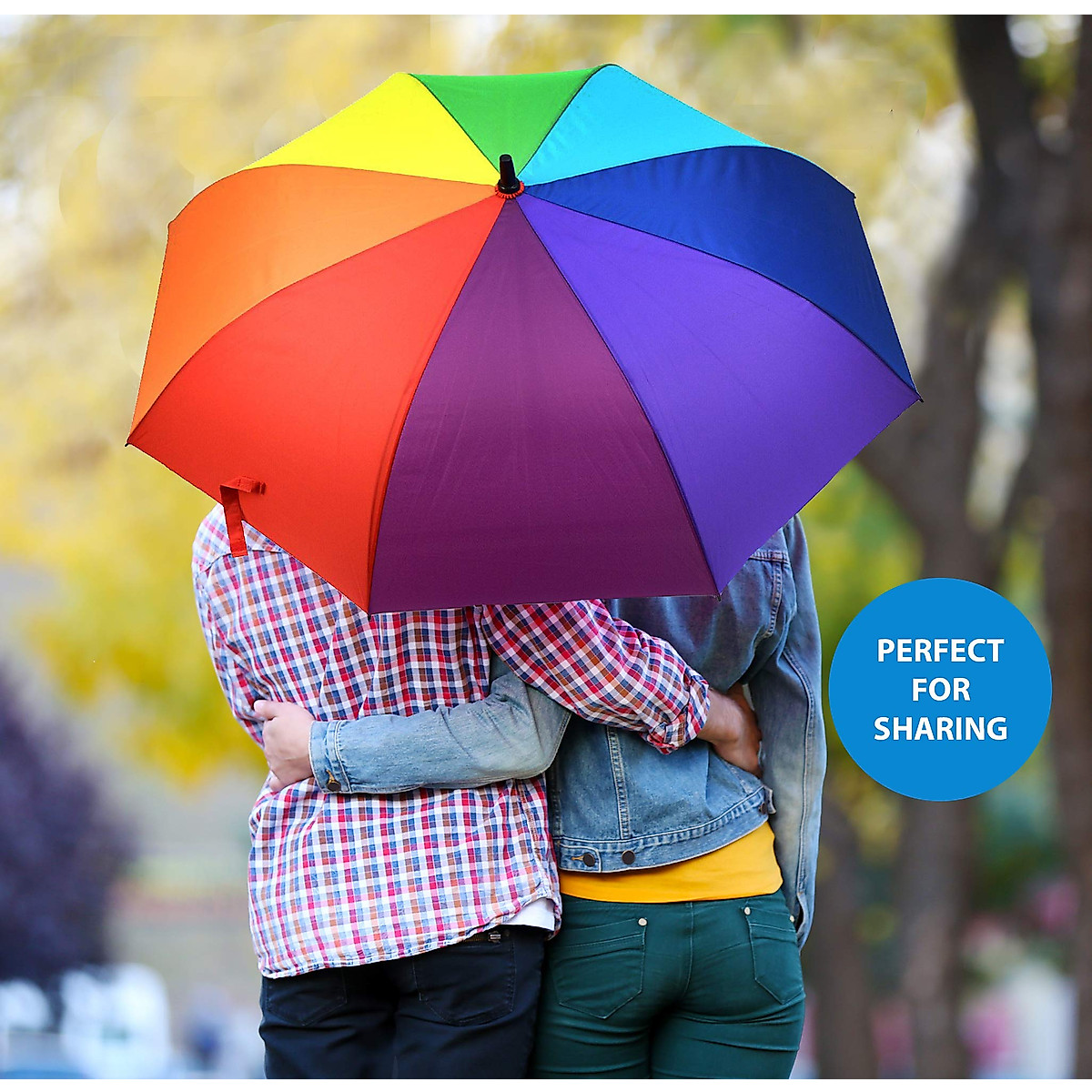 Parquet Rainbow Umbrella, Extra-Strong Golf Umbrella - Automatic Open, Windproof