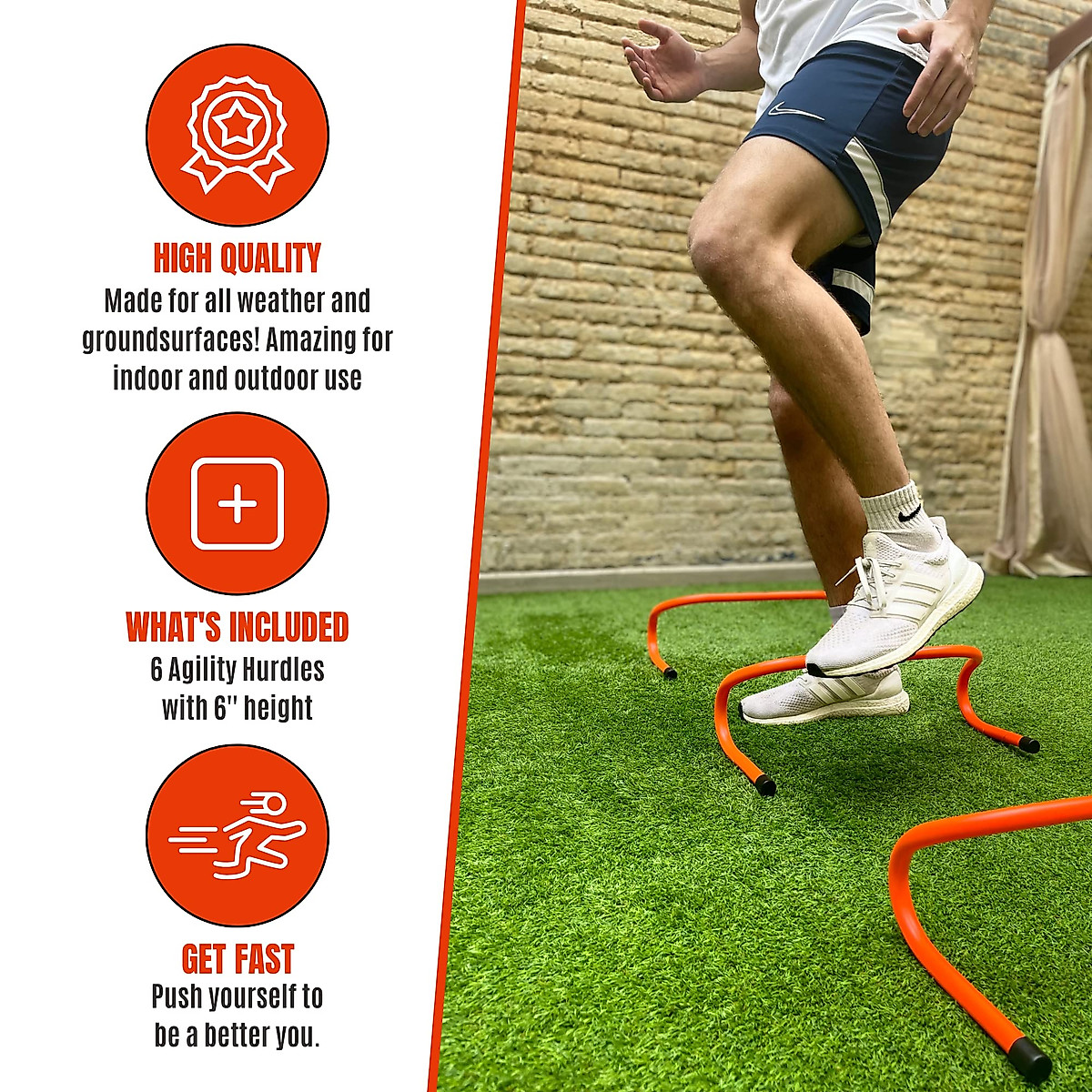 Direct Agility Speed Training Agility Hurdles for Athletes - 6-Pack - Speed and Agility Training Equipment for Soccer Basketball Football Hurdle Training