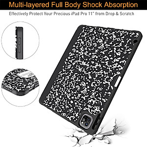 Soke for iPad Pro 11 Case (M2) 2022/2021/2020 with Pencil Holder - [Full Body Protection + Apple Pencil Charging + Auto Wake/Sleep], Soft TPU Back Cover for 2022 iPad Pro 11 inch(Book Black)