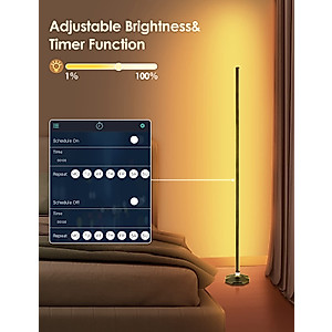 YIKBIK 2PCS RGB Floor Lamp, Bluetooth APP and Remote Control 65" Smart Modern Standing Lamp Music Sync 16 Million DIY Colors Changing LED Floor Lamp with Heavy Base for LivingRoom Bedroom GameRoom
