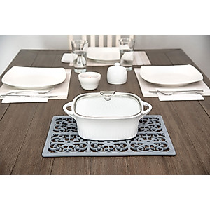 GASARÉ, Extra Large, Thick, Silicone Trivet for Hot Dishes, Pots, and Pans, Heat Resistant Mat for Countertop, Hot Pad for Kitchen, Easy to Clean, 16 x 12 x 3/8 Inches, Gray