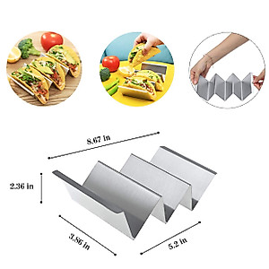 DEELF OUTLET 6 Packs Taco Holder Stand Stainless Steel Metal Taco Shell Holders with Handles Taco Rack Taco Serving Tray Oven and Dishwasher Safe, Set of 6 and Hold up to 18 Taco Shells