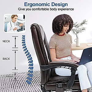 HOMREST Executive Office Chair, Ergonomic High Back Cushion Lumbar Back Support, Computer Desk Chair, Reclining Office Chair with Foot Rest, Padded Armrest, Adjustable Height, Massage and Heated