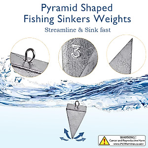 Pyramid Sinkers Fishing Weights Fishing Sinker, Saltwater Fishing Weights Sinkers for Saltwater Surf Fishing Gear Tackle 1oz 2oz 3oz