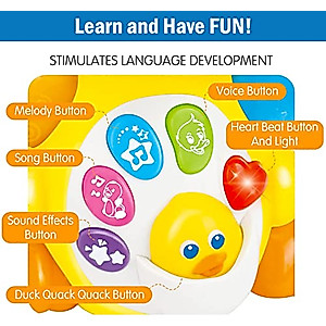 Liberty Imports Musical Dancing Duck Toy Walking Singing Yellow Ducky Moving Toys for Baby with Music & LED Lights for Toddlers, Infant Learning Development