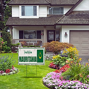 Autravelco Proud to Be from Mauritania Yard Signs with Stakes 12x18 Inch City Flag International Festival Customized Lawn Signs with Stakes for House Rent Outdoor Decoration