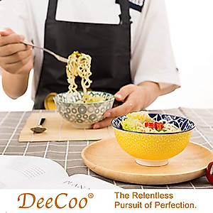 DeeCoo Cereal Bowls,Set of 8 Porcelain, 4.75 Inch Diameter,10 Fluid Ounces (1.25 Cup), Vibrant Colors Soup, Cute Oatmeal Bowls for Pasta, Small Salad, Stews, Rice, Yoghurt, Dessert, Poke