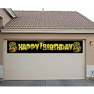 TUTA Large Cobra Kai Happy Birthday Banner | Cobra Kai Birthday Party Supplies Decorations | TV Show Cobra Kai Party Supplies - 9.8 x 1.6FT, Large (Pack of 1)