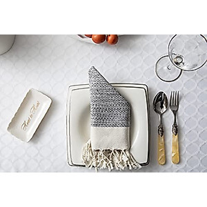 Smyrna Original Turkish Cloth Napkins Set of 6 | 100% Cotton, 18 x 18 Inches | Decorative Boho Table Napkins for Dining Table | Versatile Farmhouse Cloth Napkin for Dinner, Wedding and Parties (Gray)