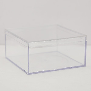 Clear Plastic Box - 4" Square X 2" Tall - 6 Boxes Per Pack