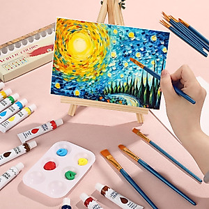 ESRICH 26PCS Acrylic Paint Set with 12Colors Acrylic Paints (12ml, 0.4 oz), 10 Paint Brushes, 2Canvas, 1 Wood Easel, 1 Plate, Painting Supplies Kits for Kids, Adults, Artists and Beginners